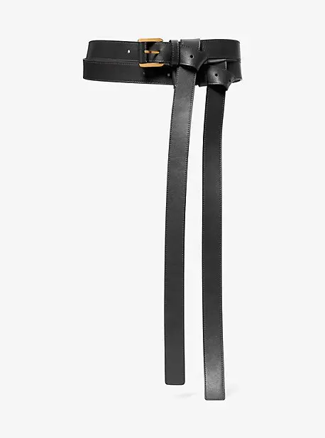 Michael Kors Allegra Leather Double Waist Belt - Black
