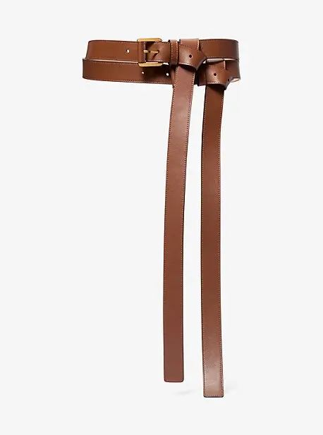 Michael Kors Allegra Leather Double Waist Belt - Brown