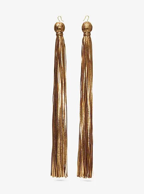 Michael Kors Metallic Leather Tassel Dangle Earrings - Gold