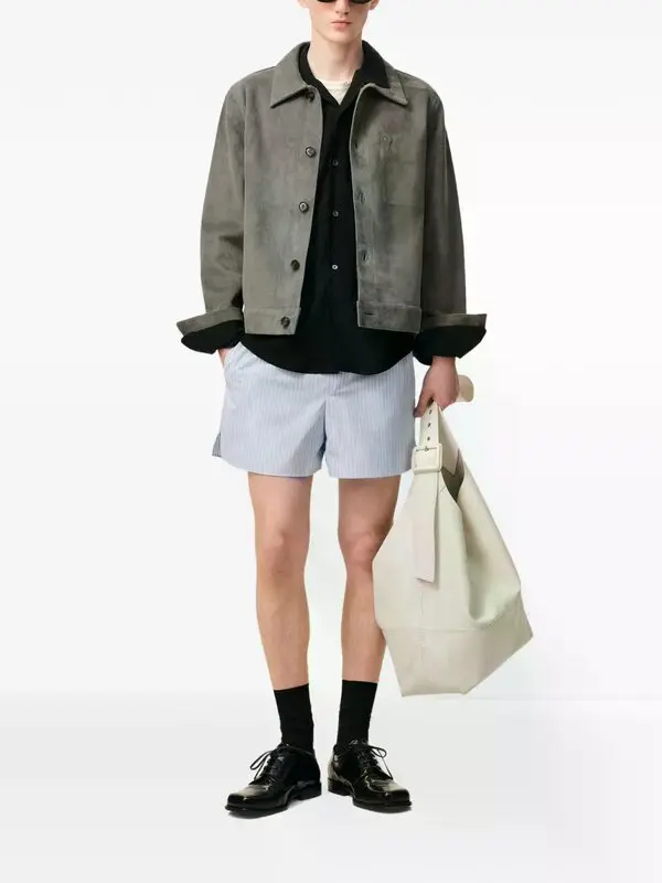 AMI Paris Suede Buttoned Jacket With De Coeur Logo - Grey