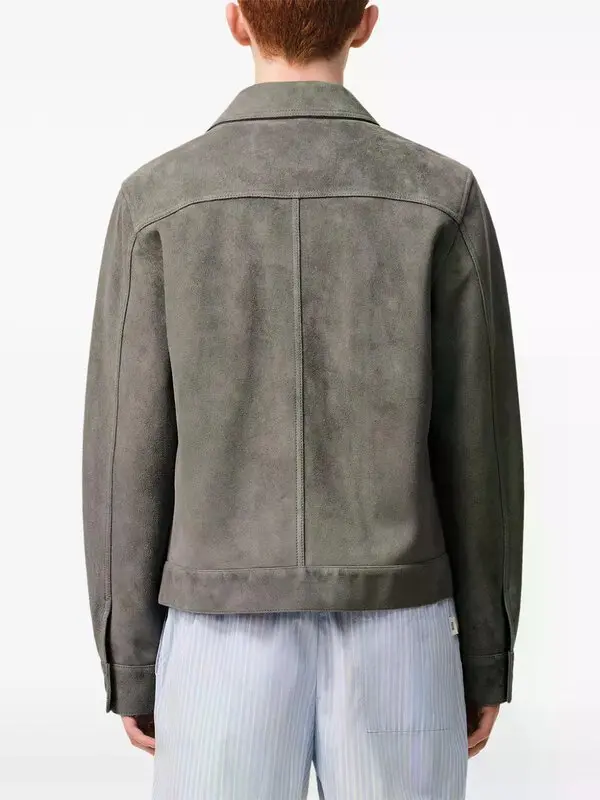 AMI Paris Suede Buttoned Jacket With De Coeur Logo - Grey