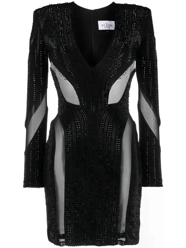 Philipp Plein Padded Crystal-embellished Minidress - Black