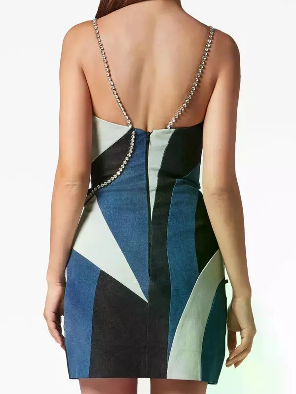 Philipp Plein Denim-patchwork Mini Dress