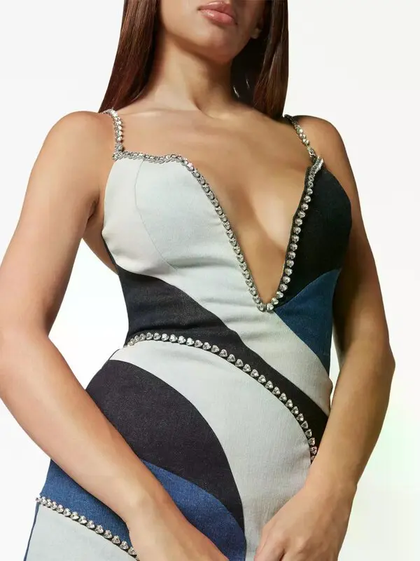 Philipp Plein Denim-patchwork Mini Dress