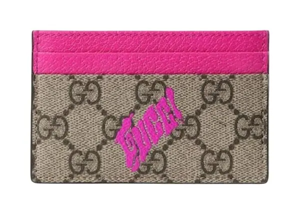 Gucci Icon Fun Monogram Card Holder - Beige/pink