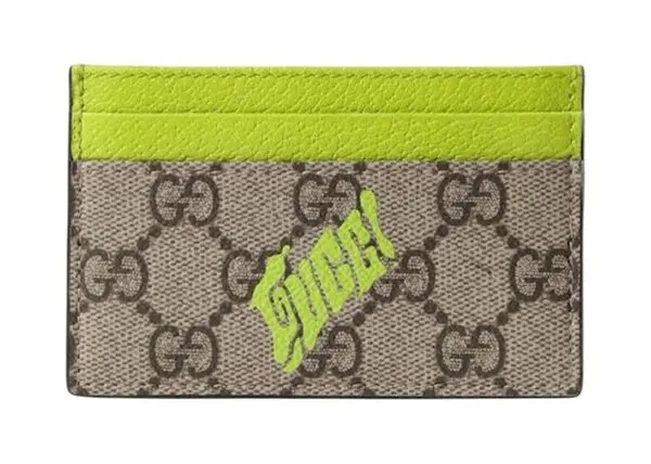 Gucci Icon Fun Monogram Card Holder - Beige/green