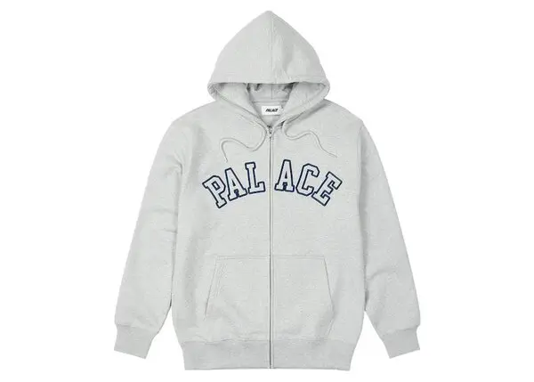 PALACE Outline Arch Zip Hood - Grey Marl