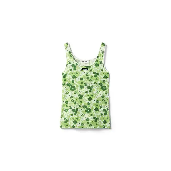 Miu Miu Stretch Fabric Tank Top - Green