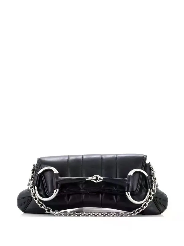 Gucci Horsebit Chain Quilted Leather Shoulder Bag - Black