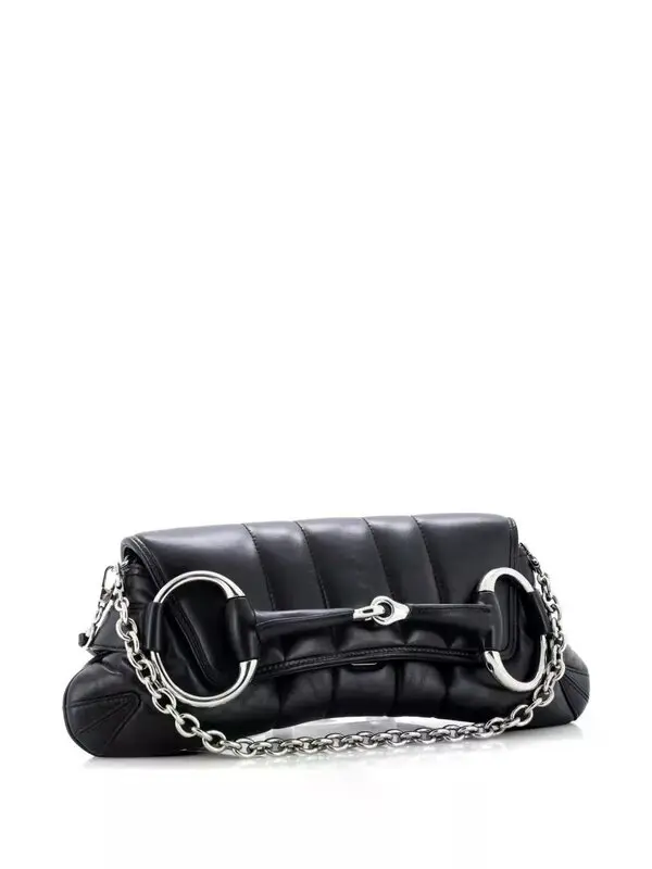 Gucci Horsebit Chain Quilted Leather Shoulder Bag - Black