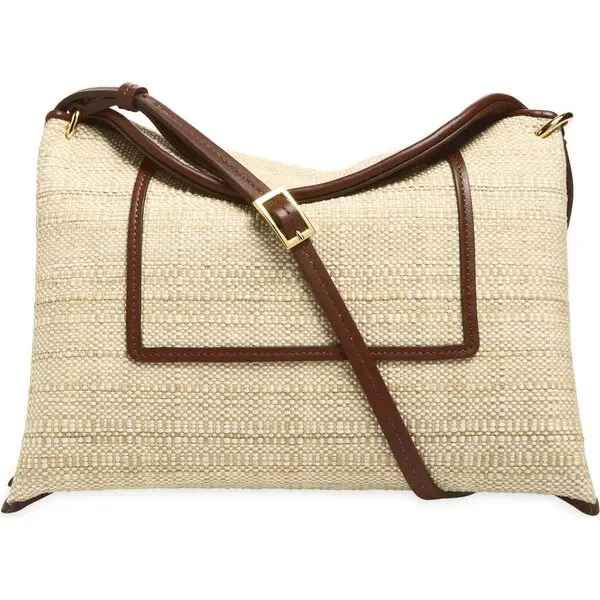 WANDLER Penelope Slouch Raffia Shoulder Bag - Beige Raffia