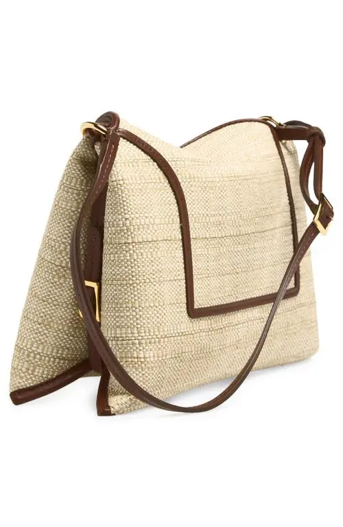 WANDLER Penelope Slouch Raffia Shoulder Bag
