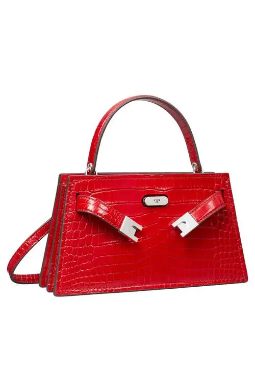 Tory Burch Mini Lee Radziwill Croc-embossed Satchel