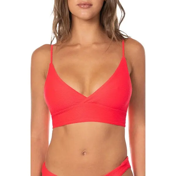 MAAJI Sunset Punch Lace-up Bikini Top - Bright Red