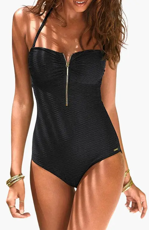 LASCANA Textured Bandeau One-piece Swimsuit