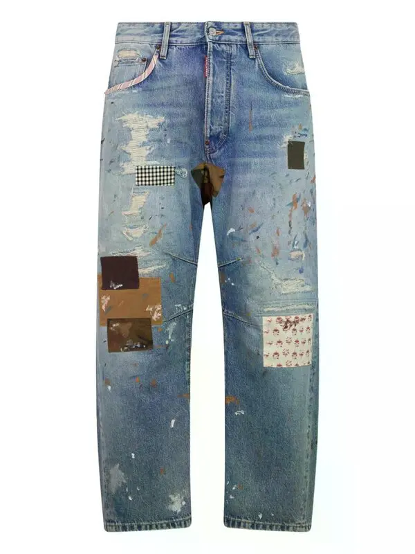Dsquared2 Kawaii Fit Jeans With Patchwork And Distressed Details