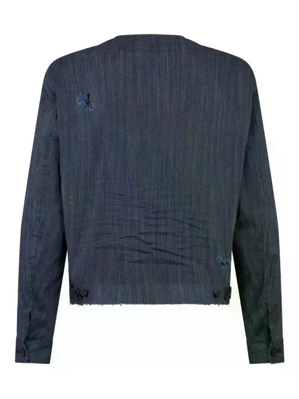 Dsquared2 Distressed Raw-cut Denim Jacket With Logo Patch