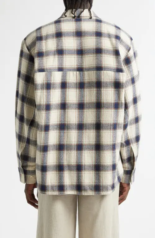 Séfr Wes Plaid Cotton Flannel Button-up Shirt - Navy Tablecloth Check