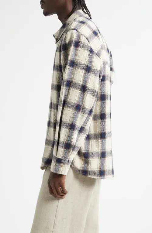 Séfr Wes Plaid Cotton Flannel Button-up Shirt - Navy Tablecloth Check