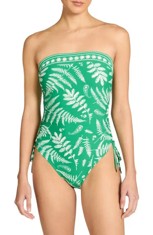 Robin Piccone Hailey Bandeau One-piece Swimsuit - Emerald/ecru