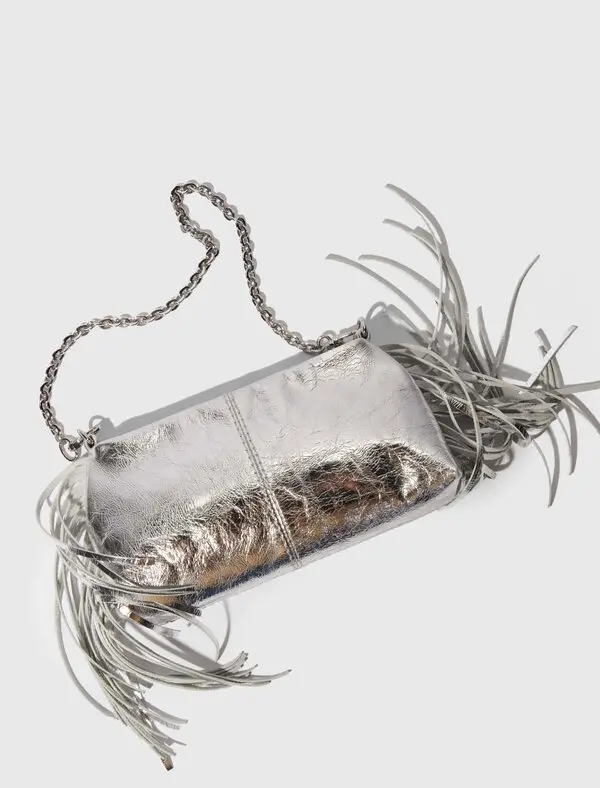 Maje Miss M Pouch Bag In Metallic Crackled Leather