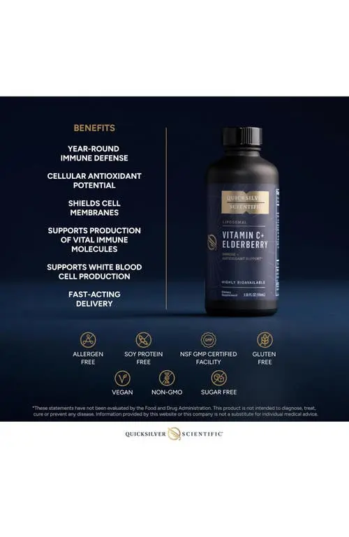QUICKSILVER SCIENTIFIC Liposomal Vitamin C And Elderberry Liquid Supplement