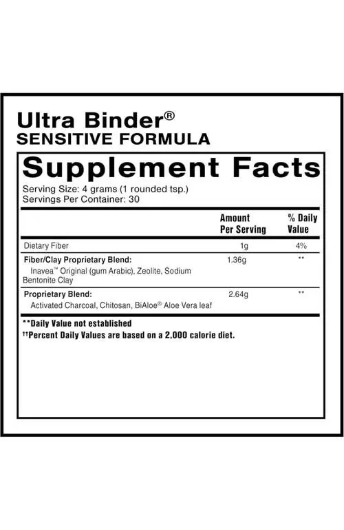 QUICKSILVER SCIENTIFIC Ultra Binder Sensitive Formula Gentle Gut Detox Powder