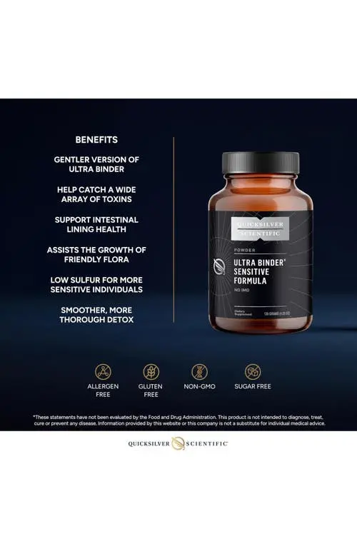 QUICKSILVER SCIENTIFIC Ultra Binder Sensitive Formula Gentle Gut Detox Powder