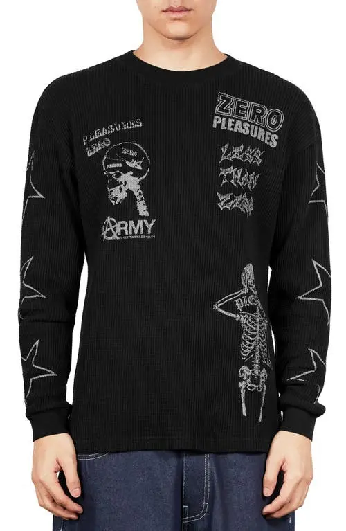 PLEASURES X Zero Skateboards Misled Thermal Graphic Long Sleeve T-shirt
