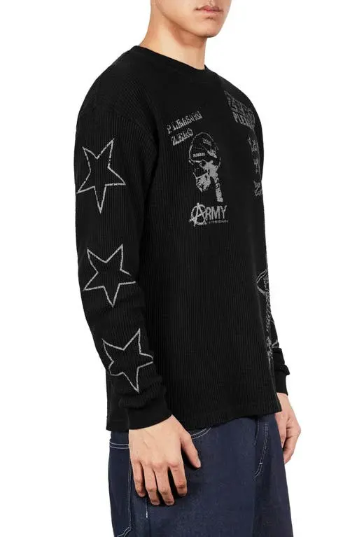 PLEASURES X Zero Skateboards Misled Thermal Graphic Long Sleeve T-shirt