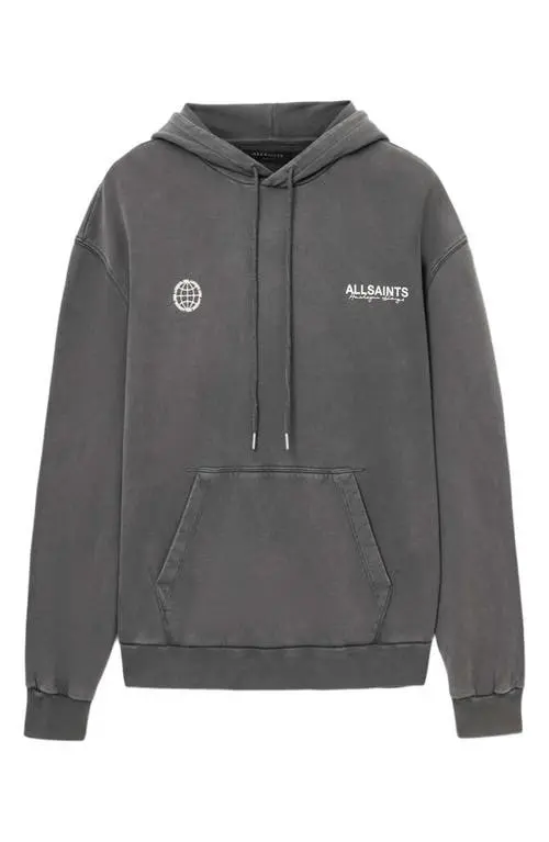 ALLSAINTS Emblem Embroidered Hoodie - Washed Black
