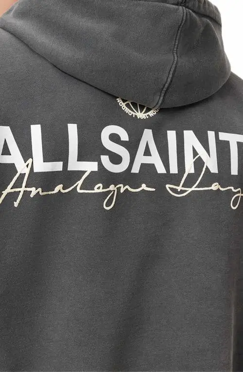 ALLSAINTS Emblem Embroidered Hoodie - Washed Black