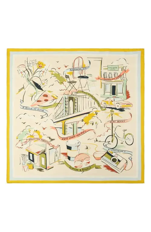 Kate Spade New York Downtown Day Trip Square Silk Scarf - Ivory Multi