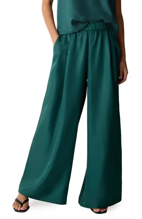 Eileen Fisher Pull-on Satin Wide Leg Pants