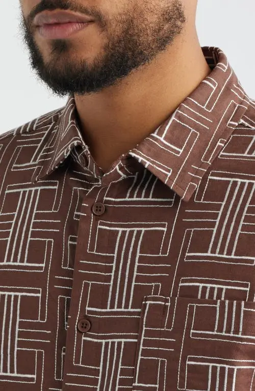 PERCIVAL Shashiko Embroidered Button-up Shirt