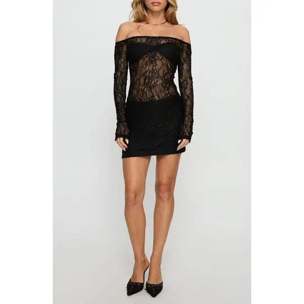 Princess Polly Annora Lace Mini Dress - Black