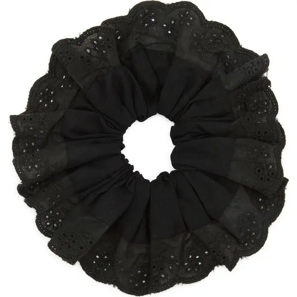 Tasha Oversized Eyelet Scrunchie - Black