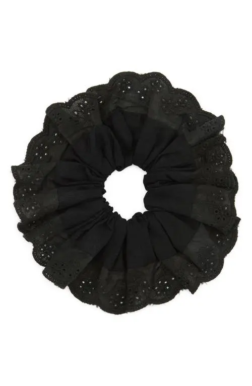 Tasha Oversized Eyelet Scrunchie - Black