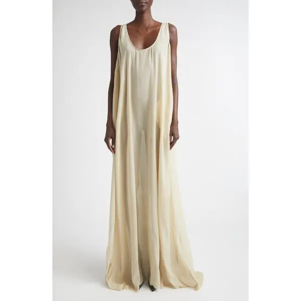 Rick Owens Temple Abito Silk Georgette Tank Gown - Sand