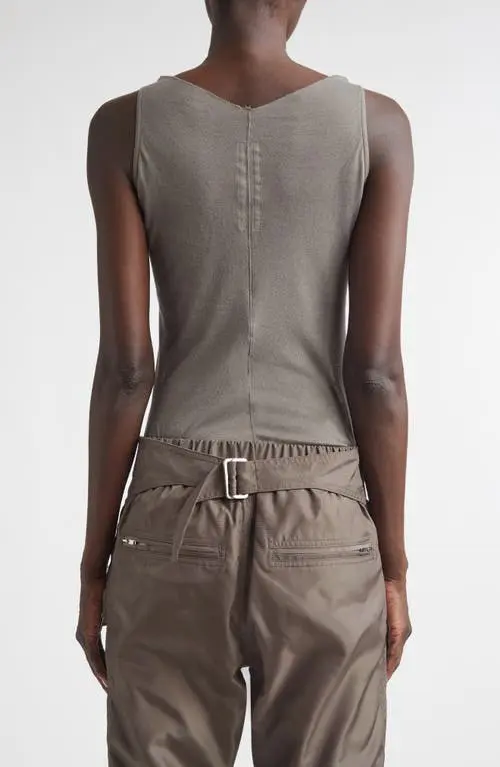 Rick Owens Raw Edge Cotton Tank - Dust
