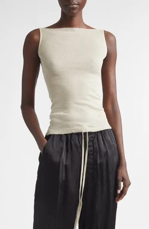 Rick Owens Raw Edge Cotton Tank - Sand