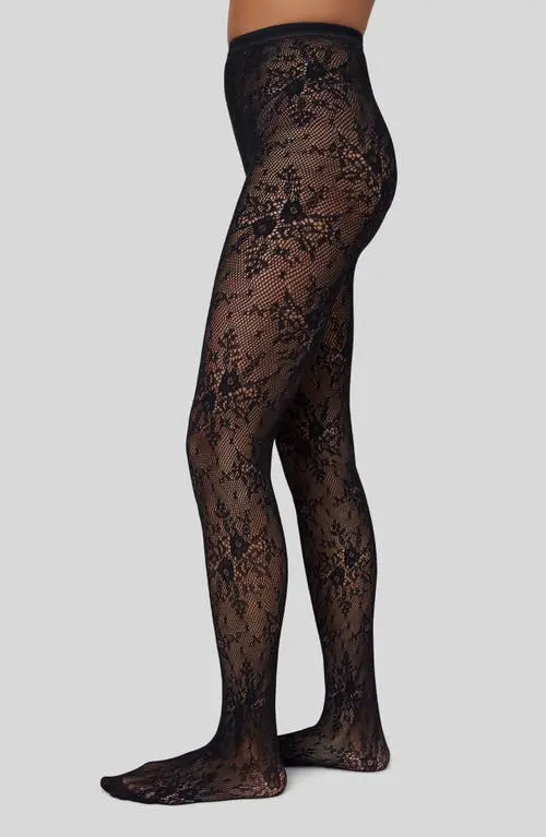 Swedish Stockings Rose Lace Tights - Black
