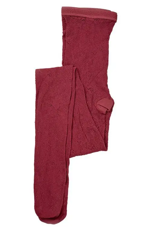 Swedish Stockings Rose Lace Tights - Deep Red