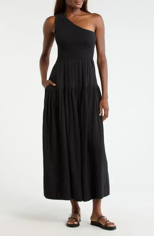 Elan Smocked Tiered Maxi Dress - Black