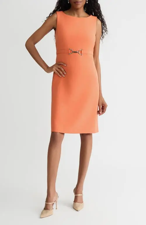 KASPER Belted Sleeveless Sheath Dress - Mandarin