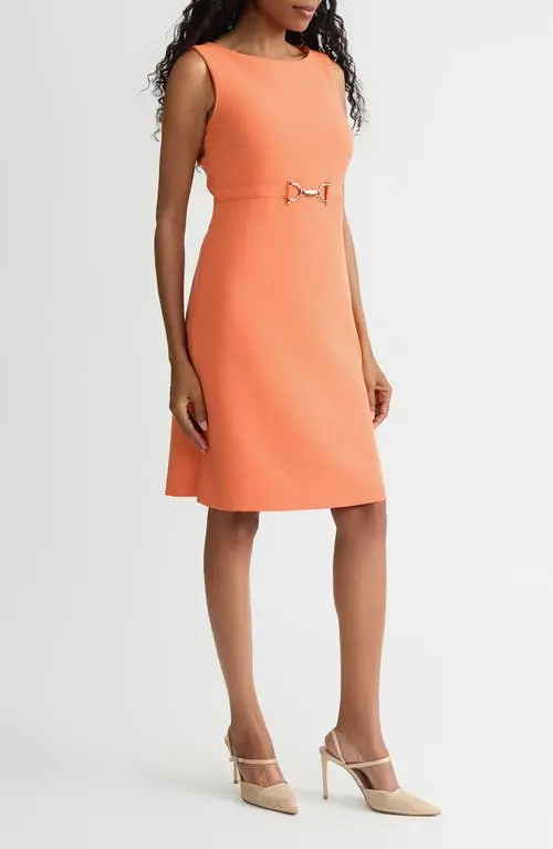 KASPER Belted Sleeveless Sheath Dress - Mandarin