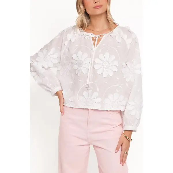 PETAL & PUP Leire Embroidered Top - White
