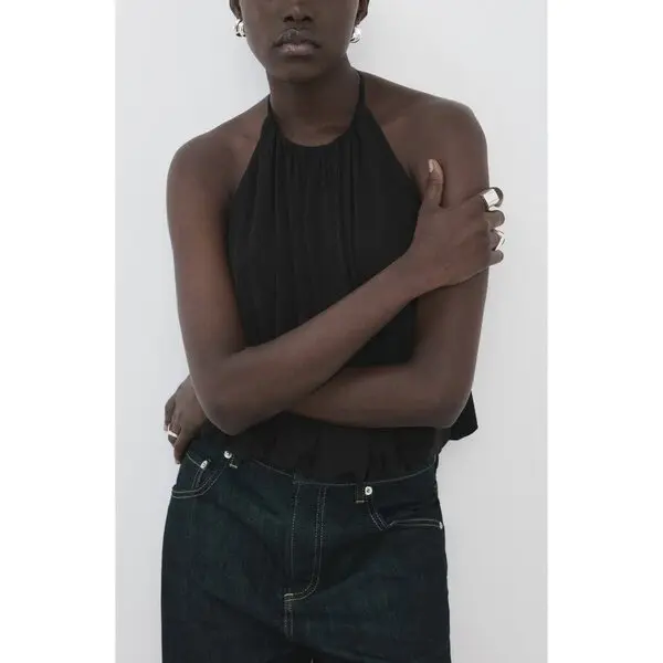 Mango Balloon Effect Halter Bodysuit
