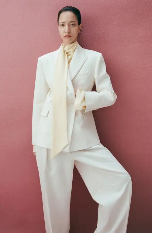 Mango Fitted Double-breasted Blazer - Ecru