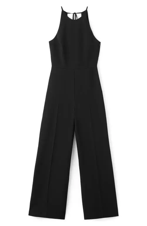 Mango Open Back Halter Neck Jumpsuit - Black